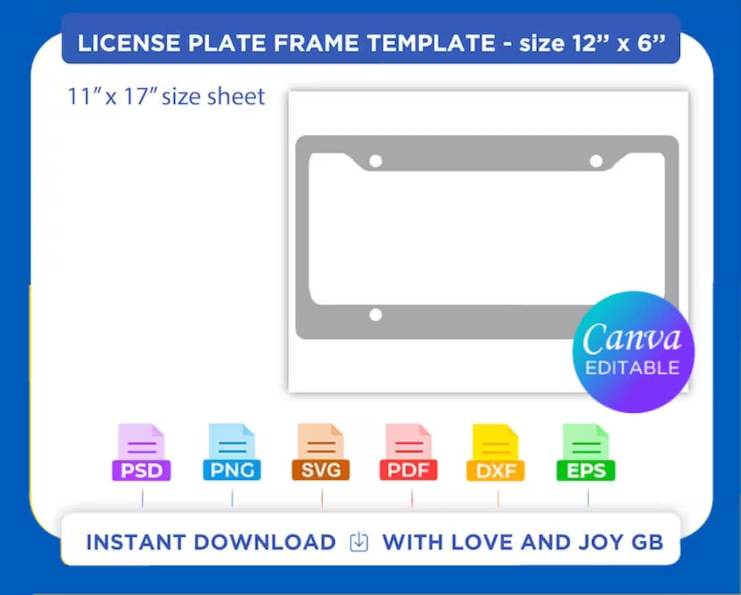 Car Drive License Plate Frame Templat, Png, Dxf, Eps, Pdf, Label ...