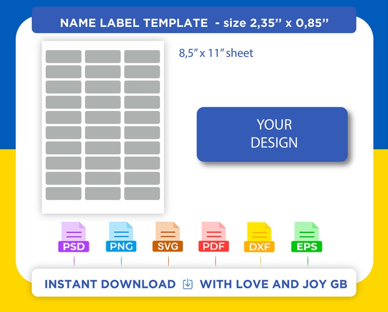 Name Template Png Svg Dxf Eps Pdf Label Wrapper Canva - Etsy
