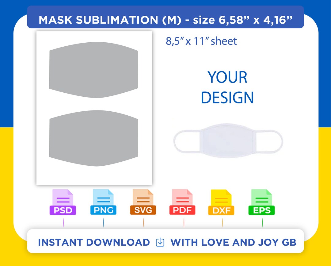 Face Mask Template, Png, Svg, Dxf, Eps, Label, Wrapper, Canva, Cricut ...