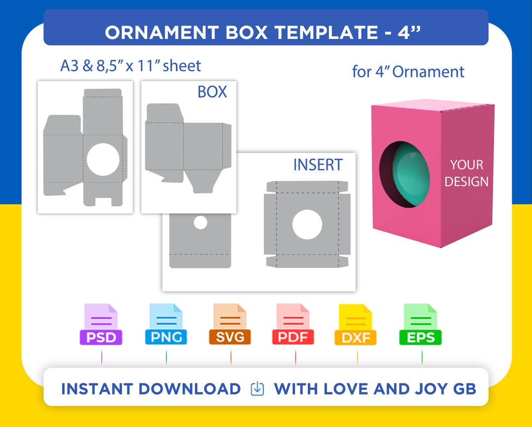 Ornament Box Template Png Dxf Eps Pdf Label Wrapper - Etsy