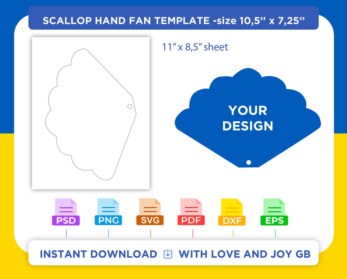 Scallop Shape Hand Fan Blank Template Png Svg Dxf Eps - Etsy