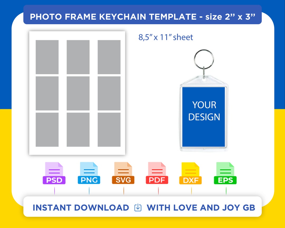 Acrylic Photo Frame Insert Keychain Template, Svg, Png, Dxf, Eps, Label ...