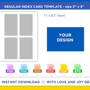 Index Card Template, Png, Svg, Dxf, Eps, Label, Wrapper, Cut File ...