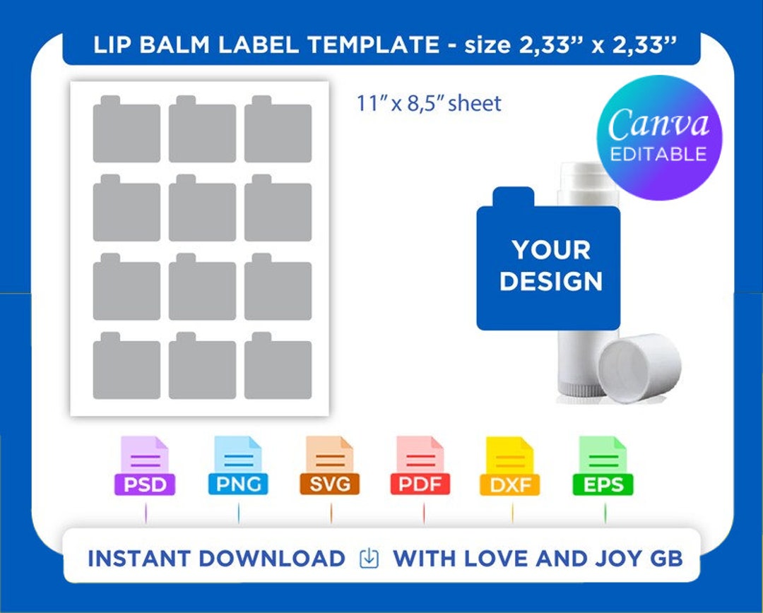 Lip Balm Template, Svg, Png, Dxf, Eps, Label, Wrap, Canva, Silhouette ...