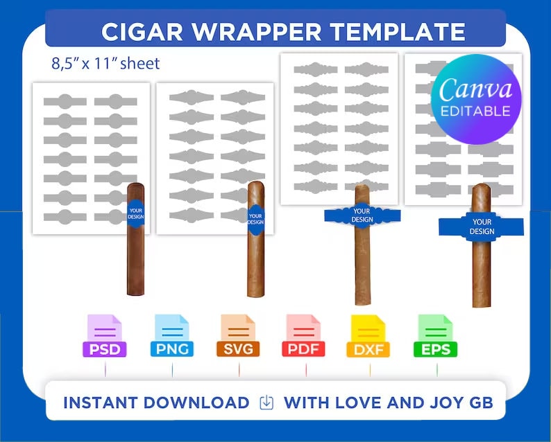 Bundle Cigar Label Template, Png, Svg, Psd, Pdf, Dxf, Eps, Diy, Gift ...