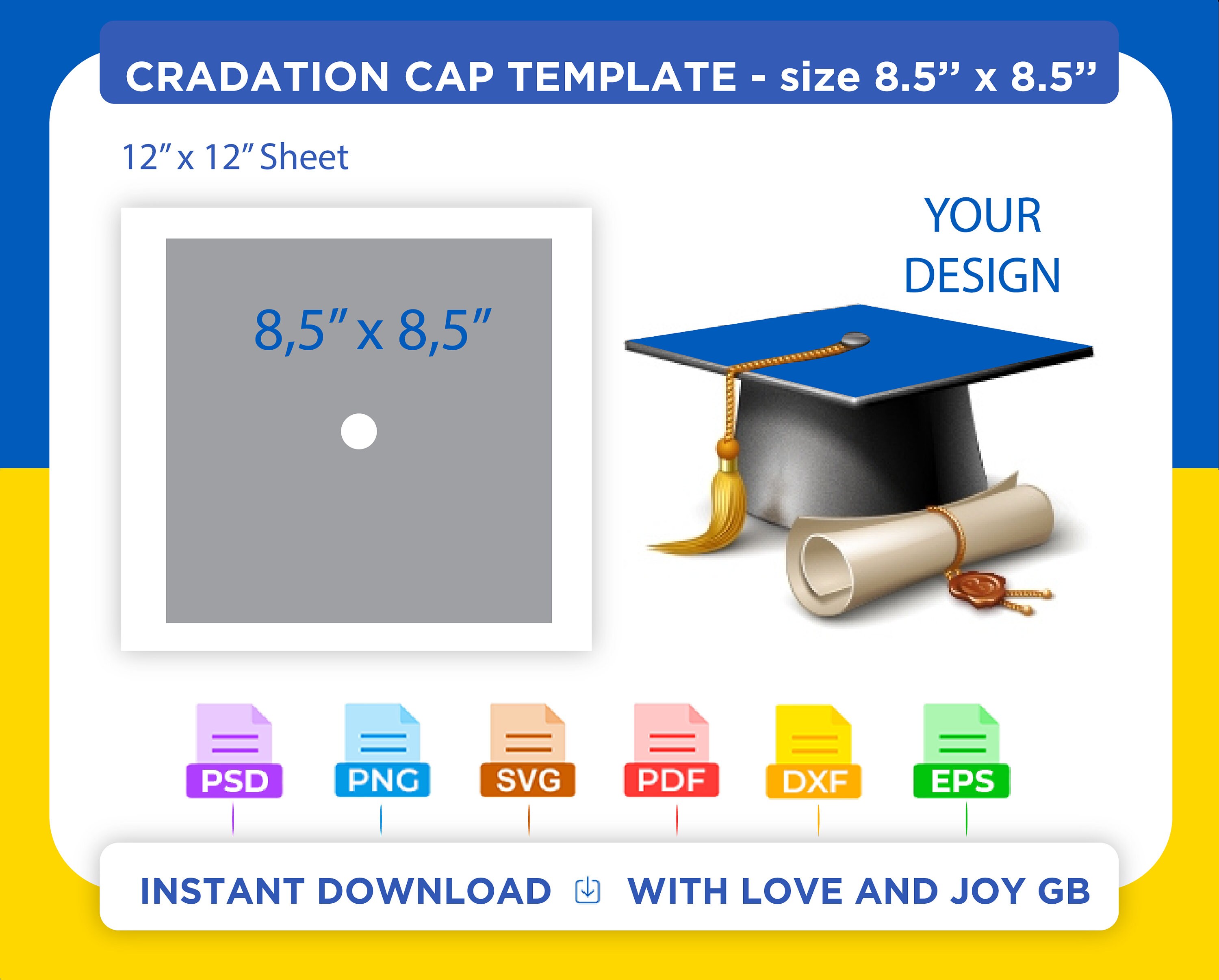Graduation Cap Template Svg Png Dxf Eps Label Wrapper - Etsy