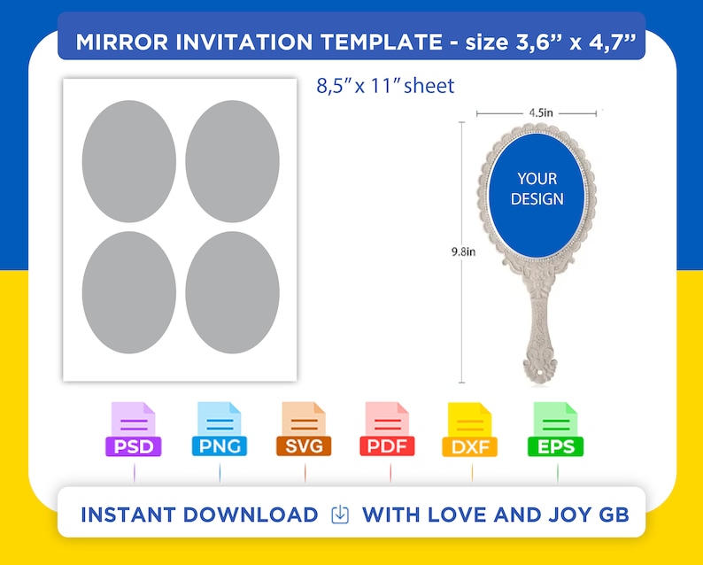 Mirror Invitation Template Svg Png Dxf Eps Canva Label - Etsy