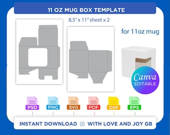 Cold Cup Box Template, Svg, Png, Dxf, Eps, Label, Wrapper, Canva ...