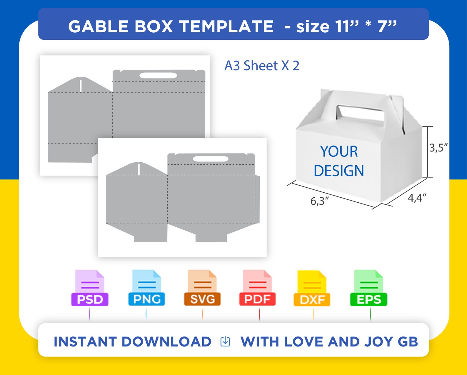 Gable Box Template Svg Png Dxf Eps Pdf Label Wrapper - Etsy