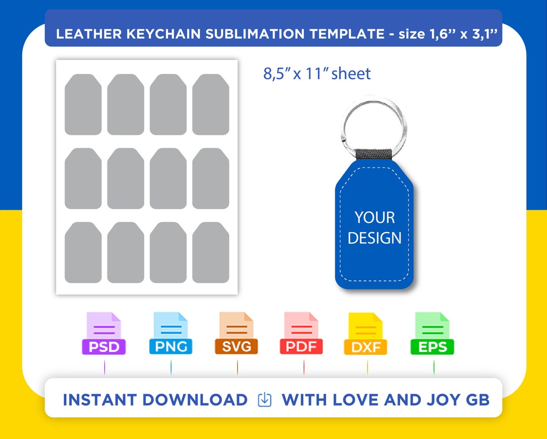 Leather Keychain Template Png Svg Dxf Eps Label Wrapper - Etsy