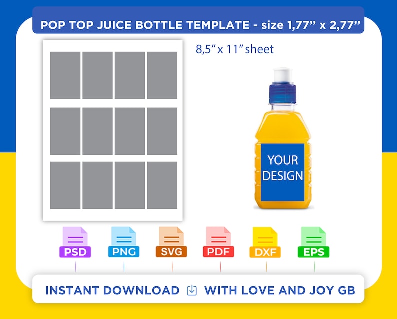 Pop Top Juice Bottle Template Svg Png Dxf Eps Label - Etsy