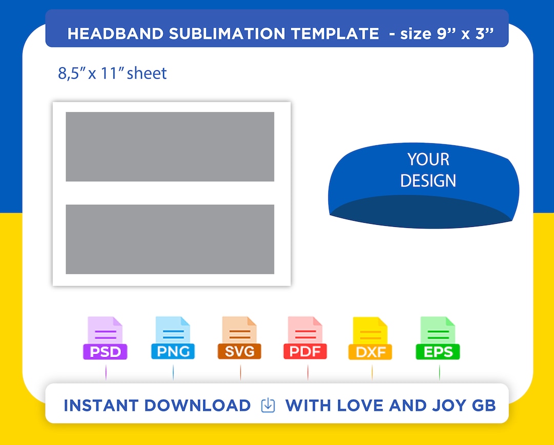 Headband Template, Png, Svg, Dxf, Eps, Pdf, Psd, Diy, Gift, Label ...