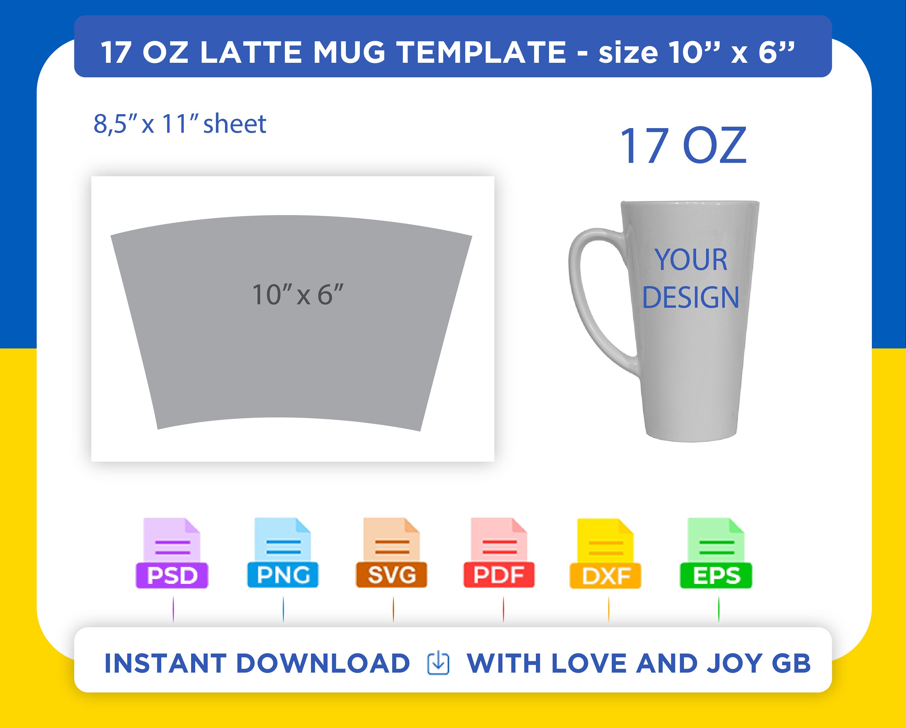 Latte Coffee Mug Template Svg Png Dxf Eps Label Wrap - Etsy