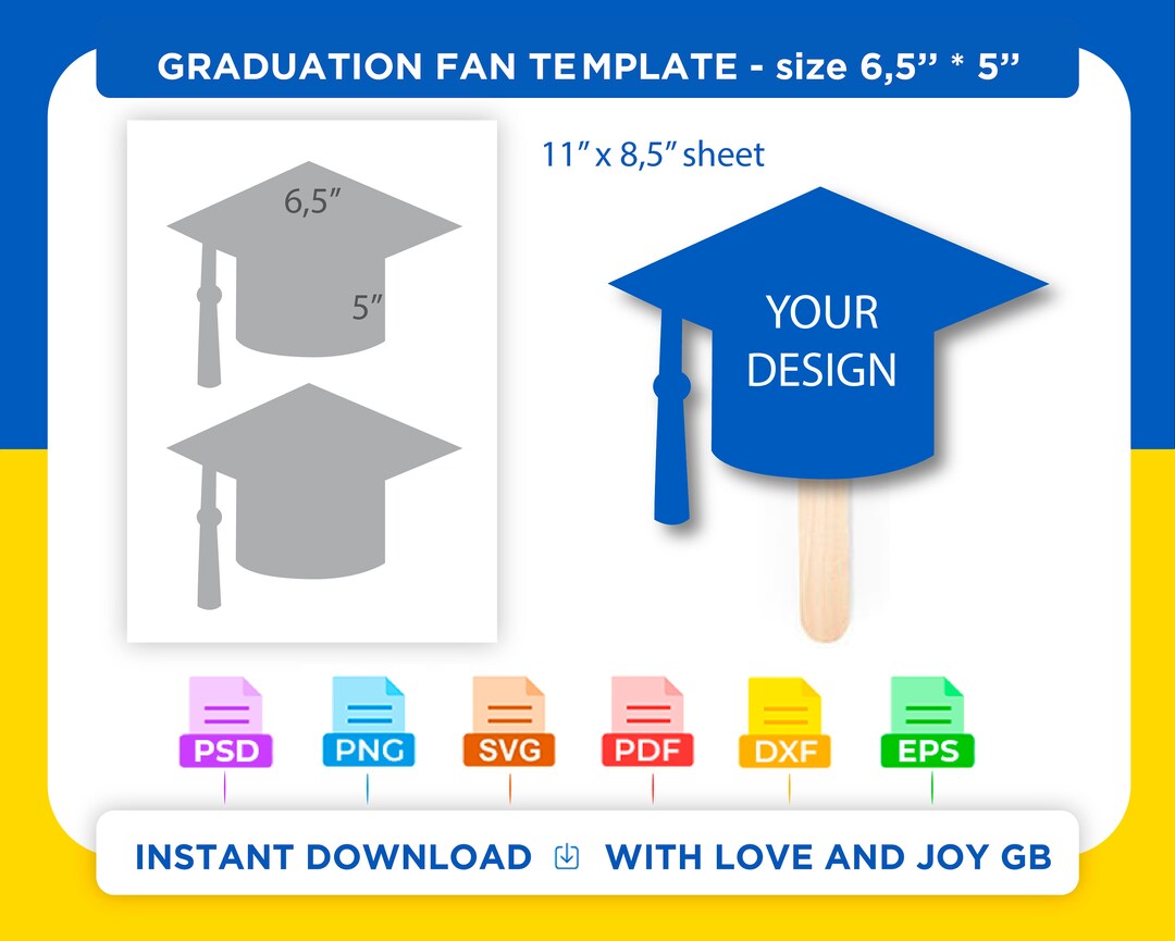 Graduation Fan Template, Svg, Png, Dxf, Eps, Canva, Label, Wrapper, Cut ...