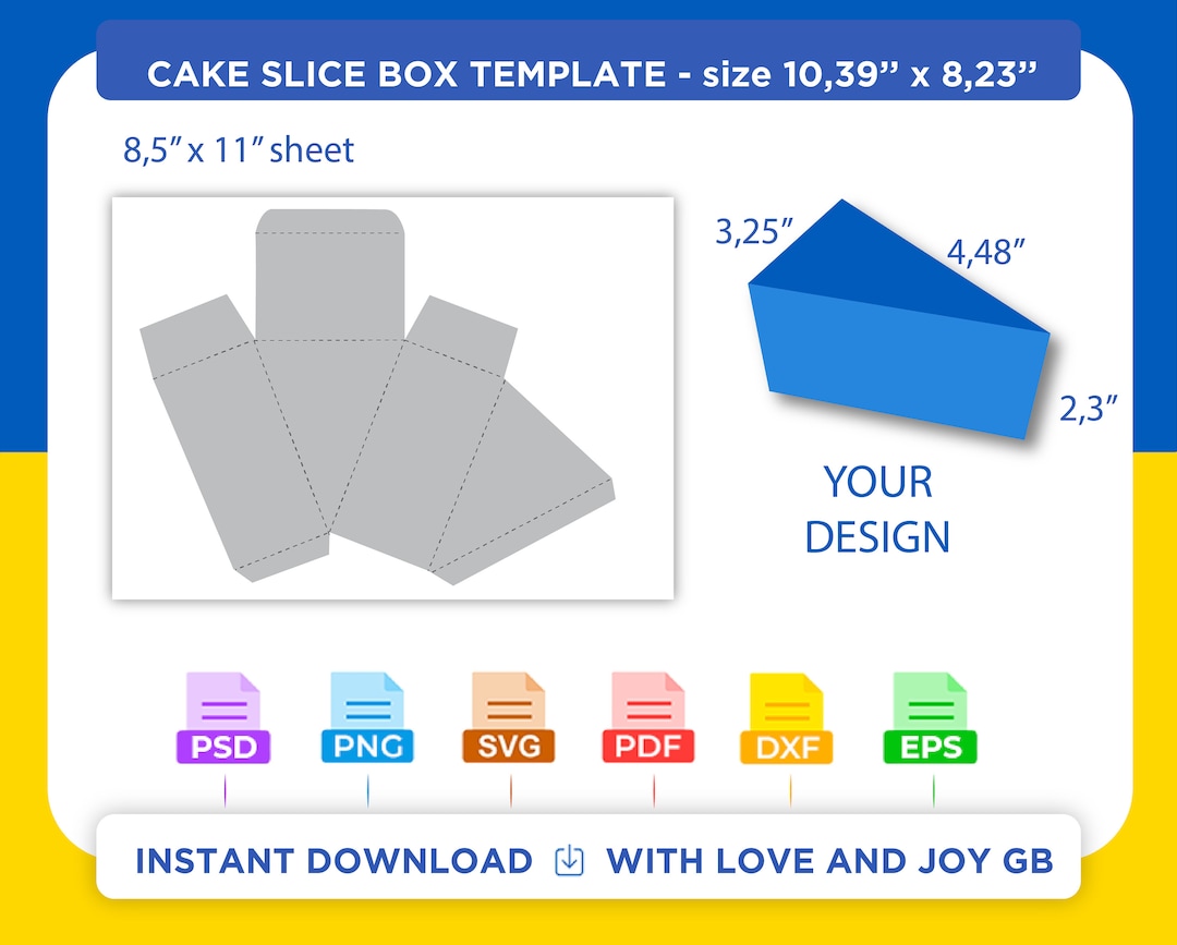 Cake Slice Box Template Png Svg Psd Pdf Dxf Eps Diy - Etsy