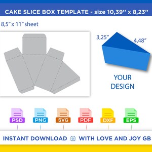 Cake Slice Box Template Png Svg Psd Pdf Dxf Eps Diy - Etsy