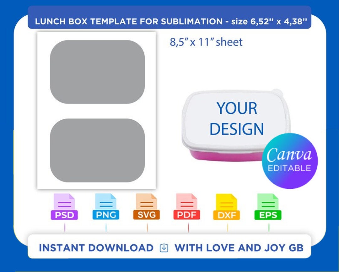 Lunch Box Template, Png, Svg, Dxf, Eps, Label, Wrapper, Canva, Cricut ...