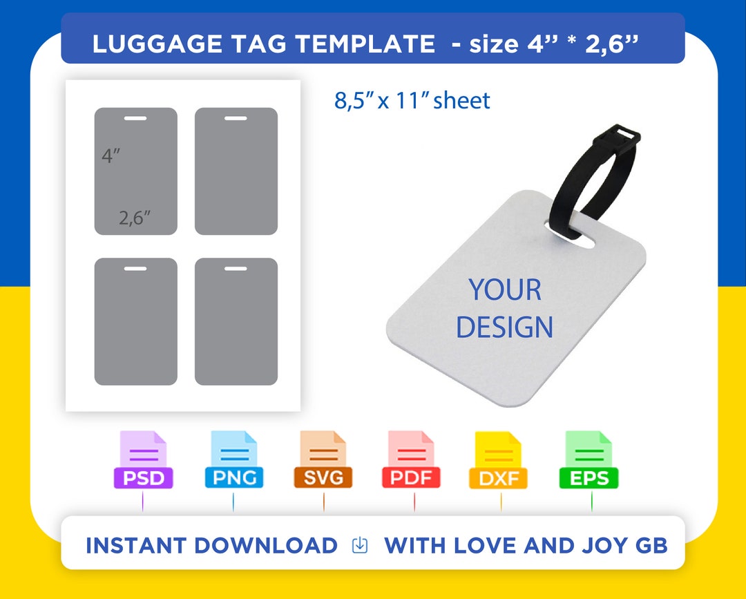 Luggage Tag Template, Png, Svg, Dxf, Eps, Pdf, Diy, Gift, Cut File ...