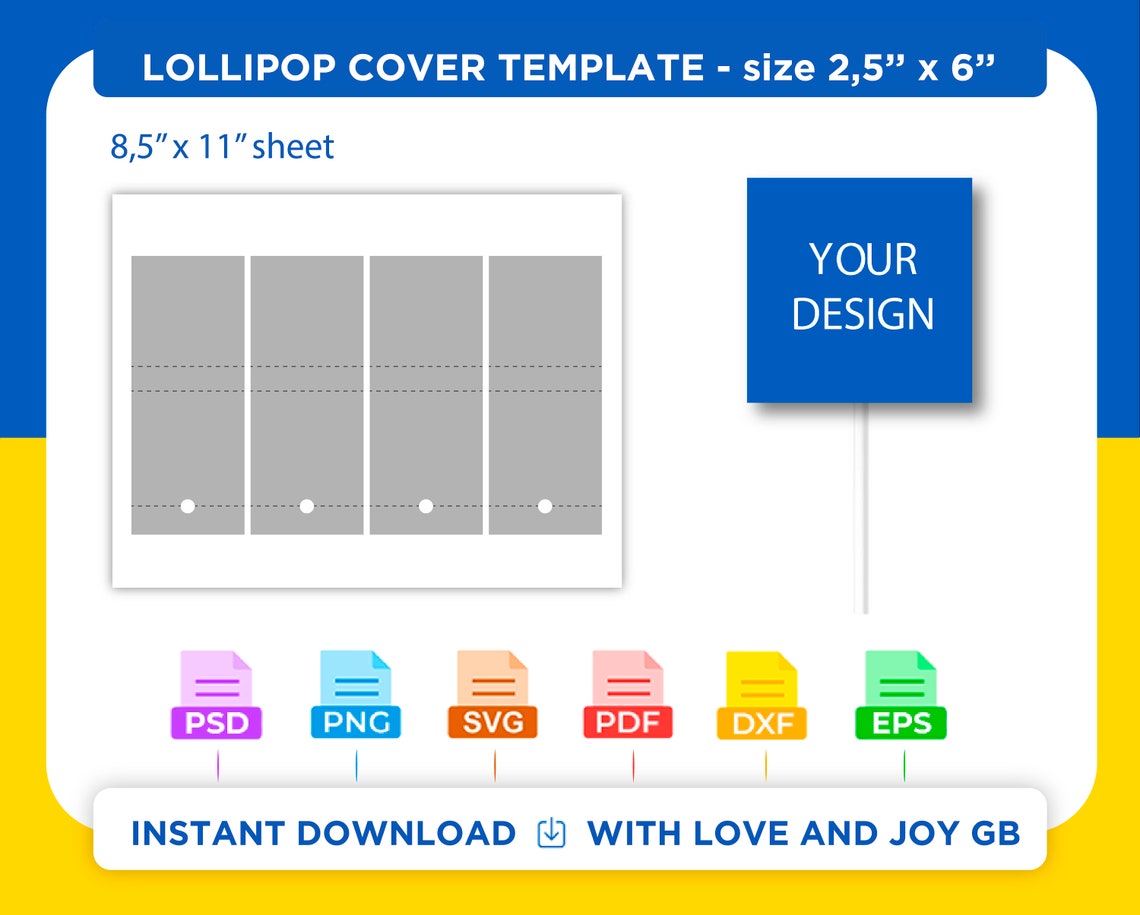 Plantilla de portada de piruleta Png Svg Dxf Eps - Etsy España