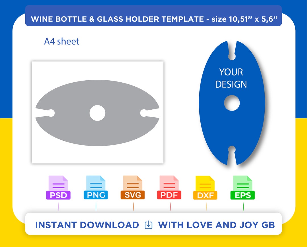 Bottle Glass Holder Template, Png, Svg, Dxf, Eps, Label, Wrapper, Canva ...