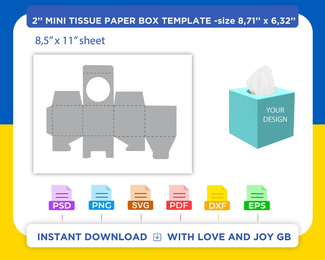 Mini Tissue Box Template Svg Png Dxf Eps Label Wrapper - Etsy