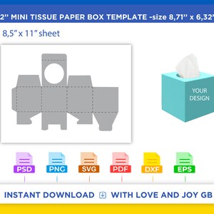Mini Tissue Box Template Svg Png Dxf Eps Label Wrapper - Etsy