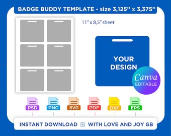ID Badge Template, Svg, Png, Dxf, Eps, Label, Wrapper, Canva ...