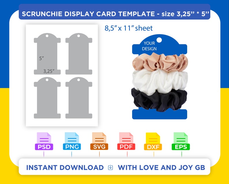 Scrunchie Display Card Template Svg Png Dxf Eps Canva - Etsy UK