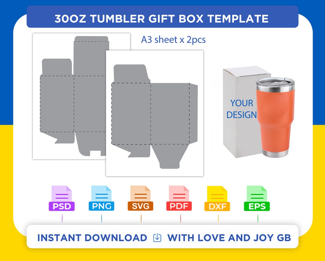 Tumbler Box Template, Svg, Png, Dxf, Eps, Label, Wrapper, Canva, Cricut ...