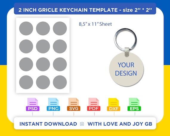 Circle Keychain Template Png Svg Dxf Eps Pdf Psd Jpg - Etsy