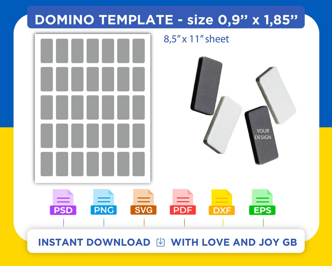 Round Corner Domino Tile Template, Svg, Png, Dxf, Eps, Label, Wrapper ...