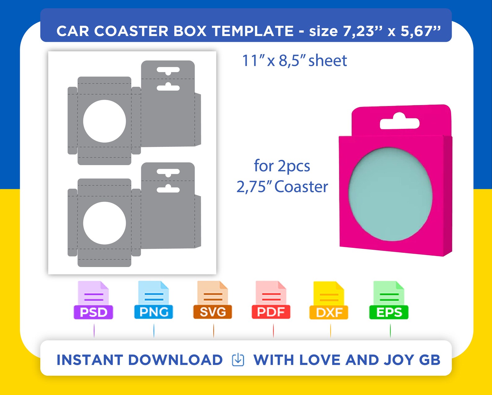 Car Coaster Package Box Template Svg Png Dxf Eps Label - Etsy