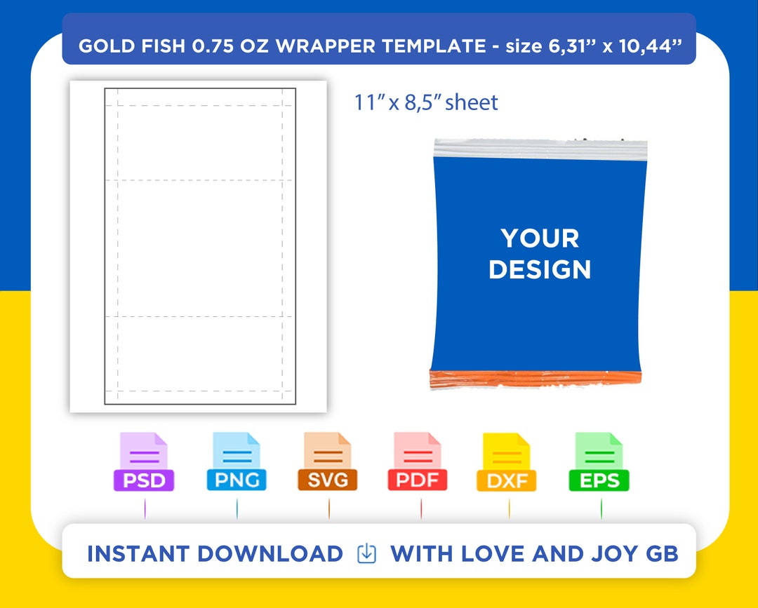 Gold Fish Sticker Template, Svg, Png, Dxf, Eps, Label, Wrapper, Canva ...