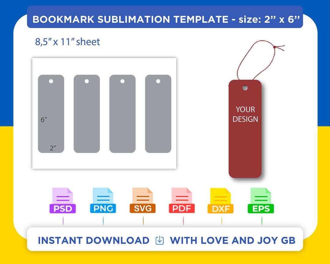 Bookmark Template Png Svg Dxf Eps Pdf Psd Ai Diy - Etsy