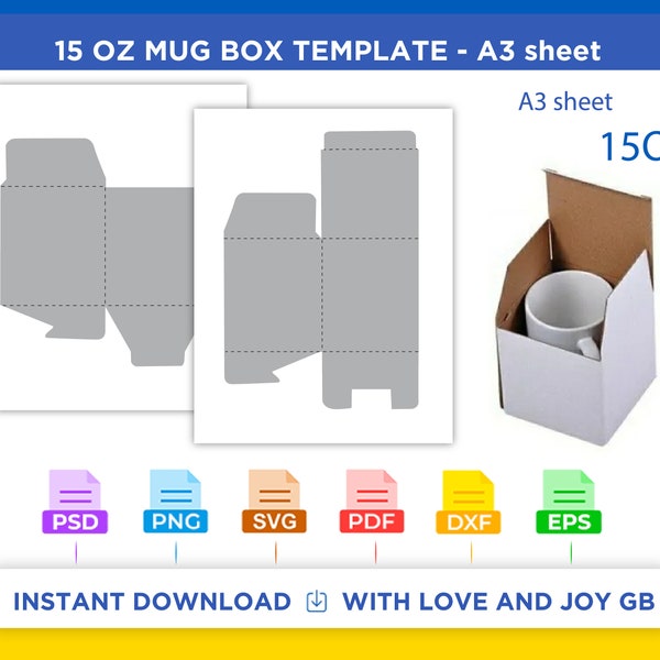 Mug Box Template - Etsy