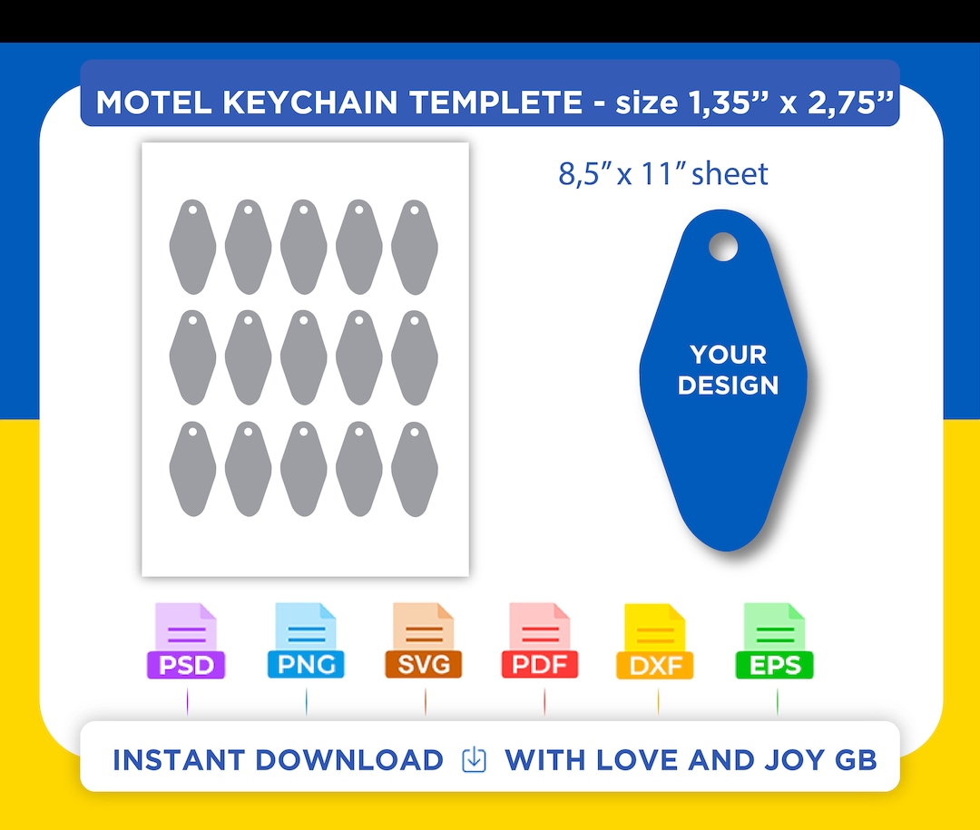 Motel Keychain Template, Png, Svg, Dxf, Eps, Label, Wrapper, Canva ...
