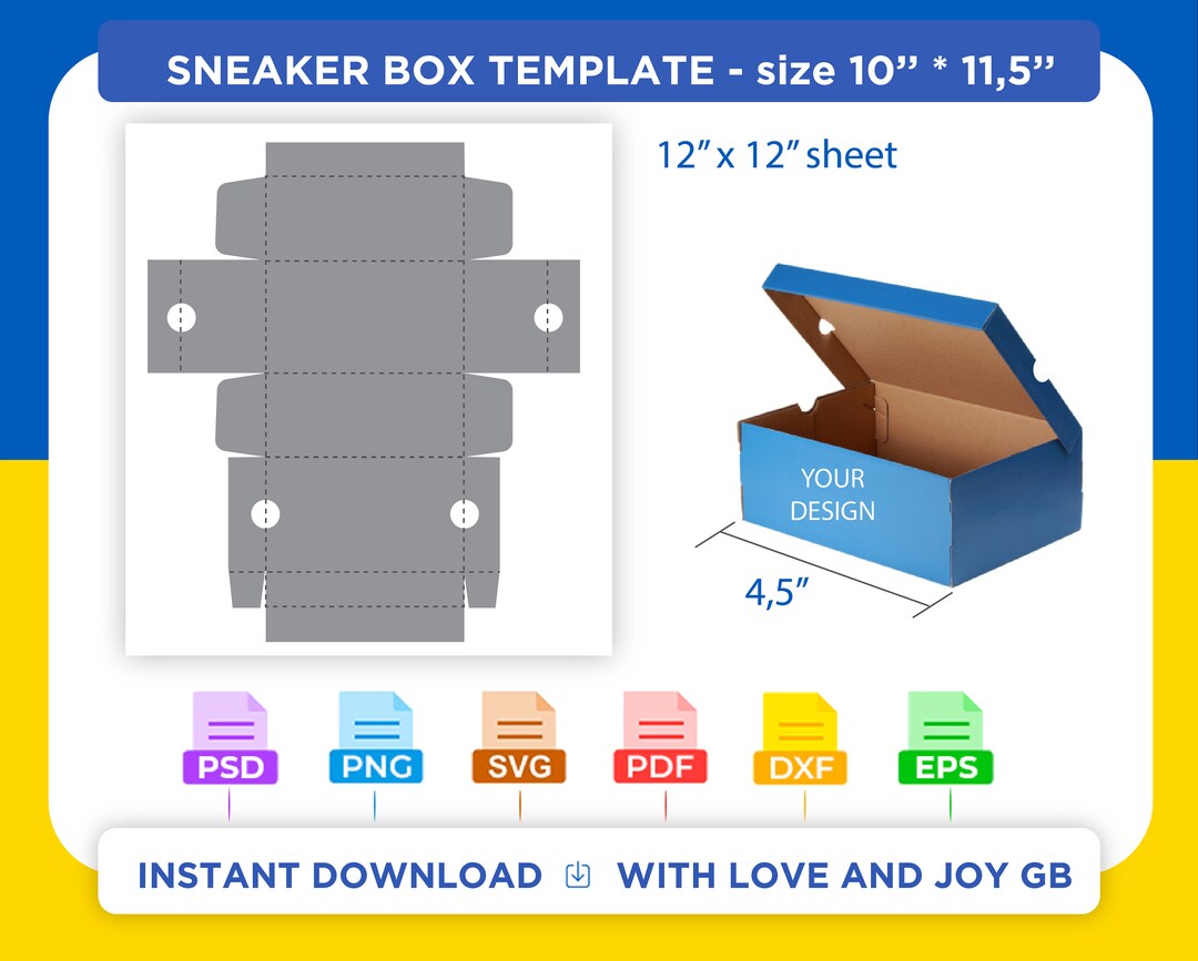 Shoes Sneakers Box Template Png Svg Dxf Eps Label - Etsy