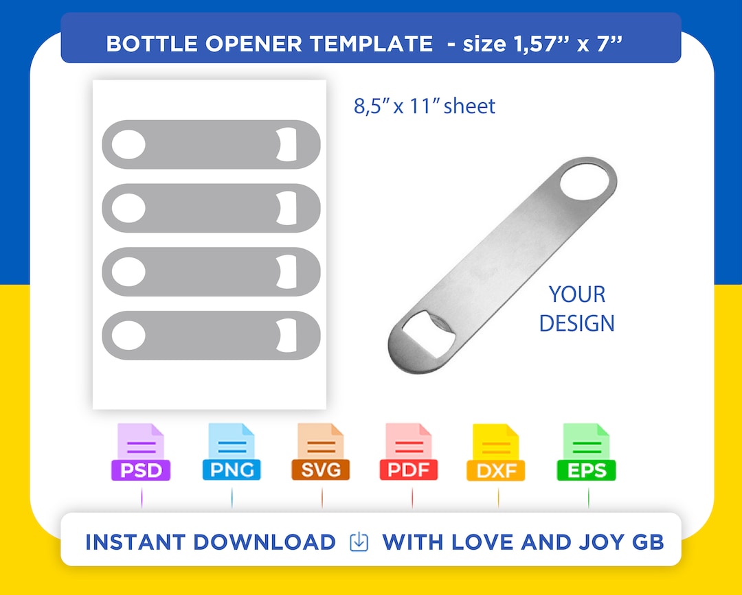 Flat Bottle Opener Template Png Svg Dxf Eps Pdf Psd Ai - Etsy UK