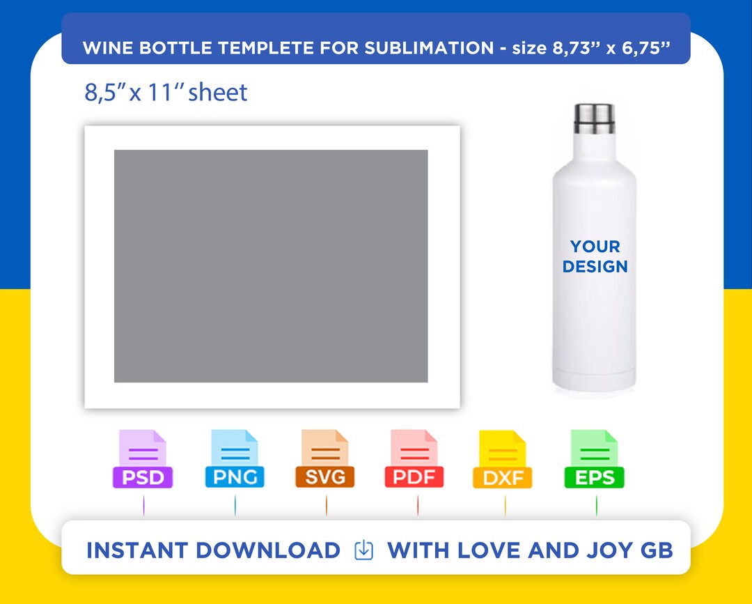 Wine Bottle Template, Svg, Png, Dxf, Eps, Label, Wrapper, Canva, Cricut ...