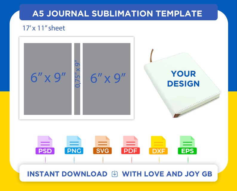 A5 Journal Template Png Svg Dxf Eps Label Wrapper - Etsy