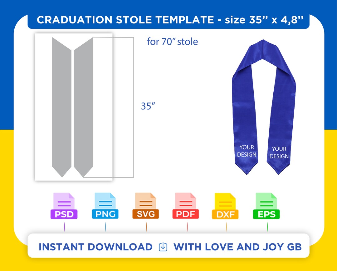 Graduation Stole Template Svg Png Dxf Eps Label Wrap - Etsy