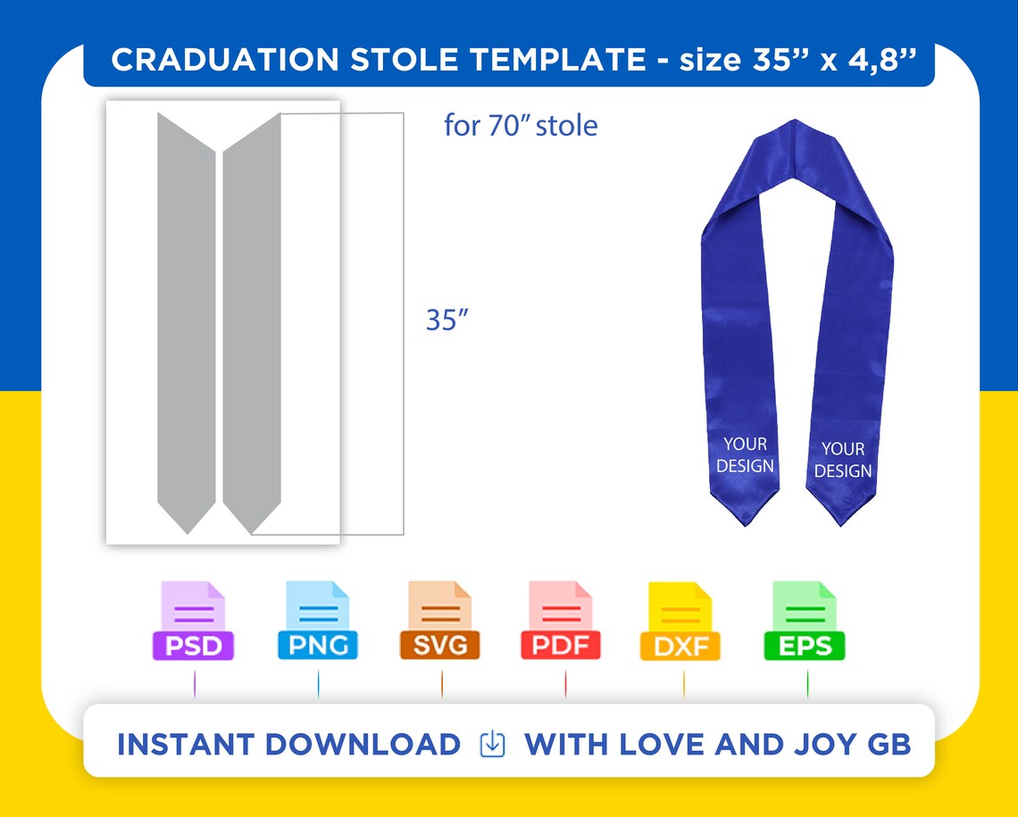 Graduation Stole Template Svg Png Dxf Eps Label Wrap - Etsy