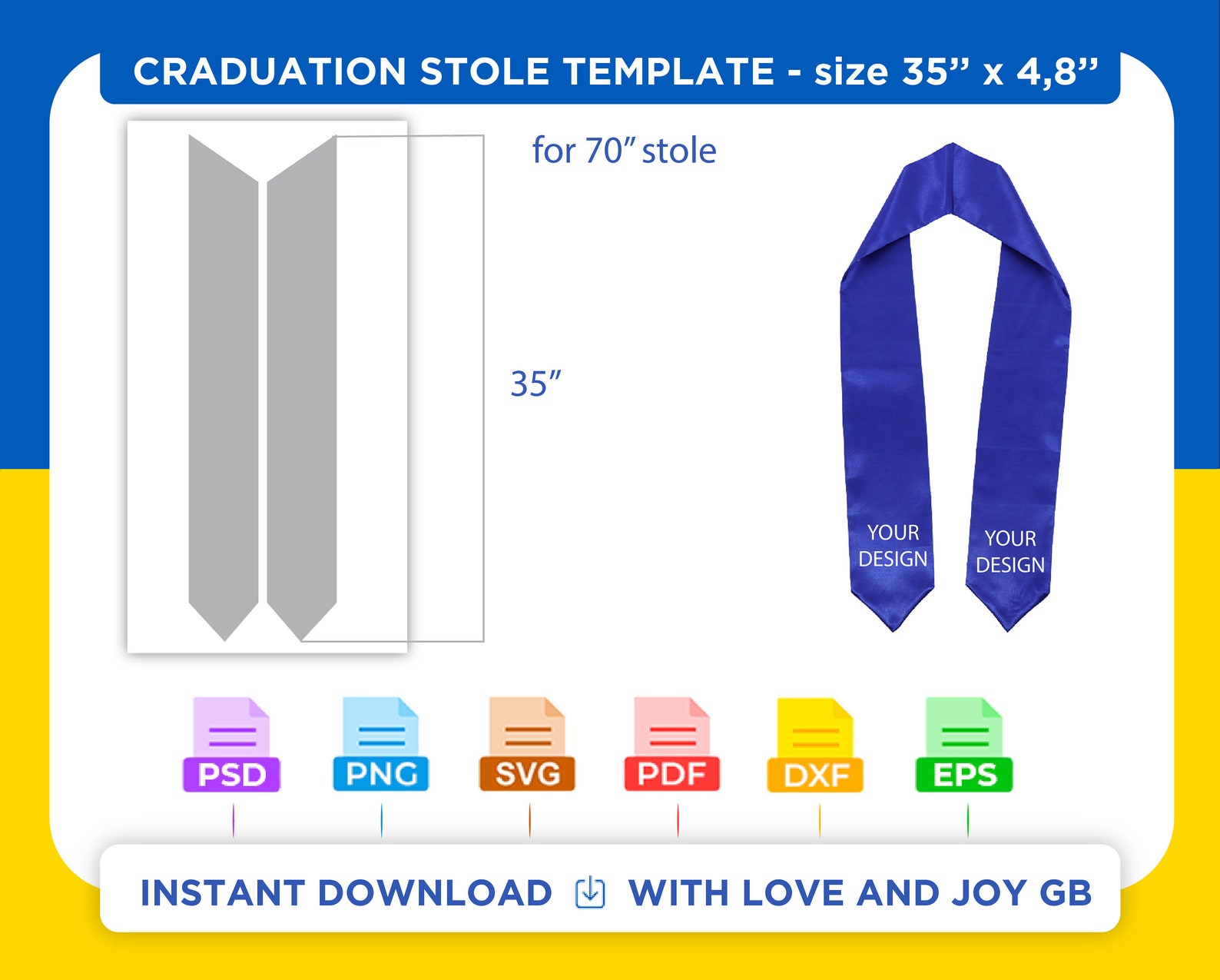 Graduation Stole Template Svg Png Dxf Eps Label Wrap - Etsy