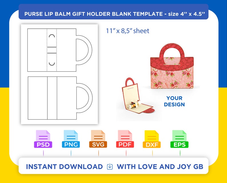 Purse Lip Balm Holder Template Png Svg Dxf Eps Label - Etsy