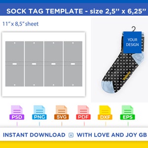 Christmas Sock Tag Template Svg Png Dxf Eps Canva Label - Etsy