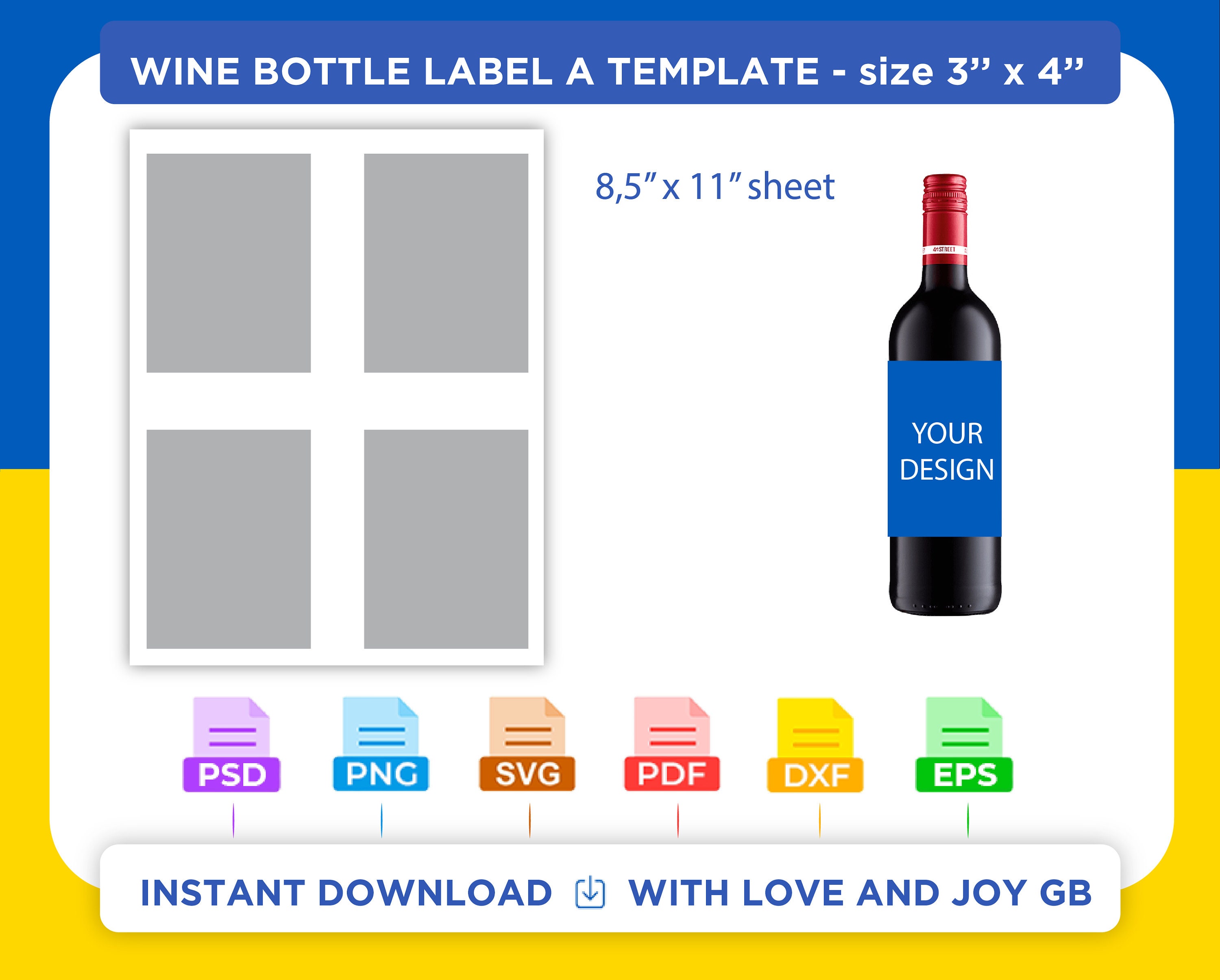 Wine Bottle Template Svg Png Dxf Eps Label Wrapper - Etsy