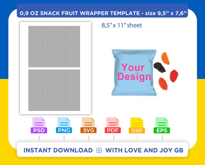 Fruit Snack Template Svg Png Dxf Eps Label Wrapper - Etsy