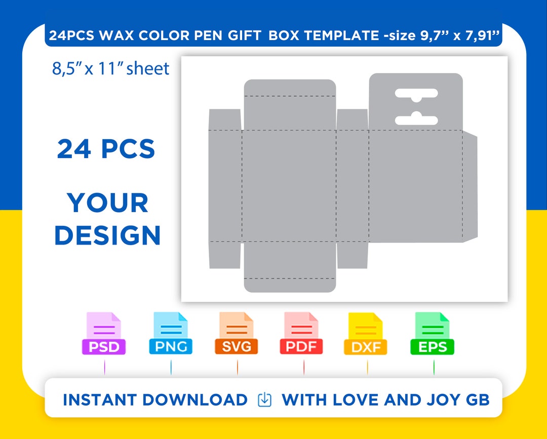 Wax Color Pen Box Template Svg Png Dxf Eps Label - Etsy Finland