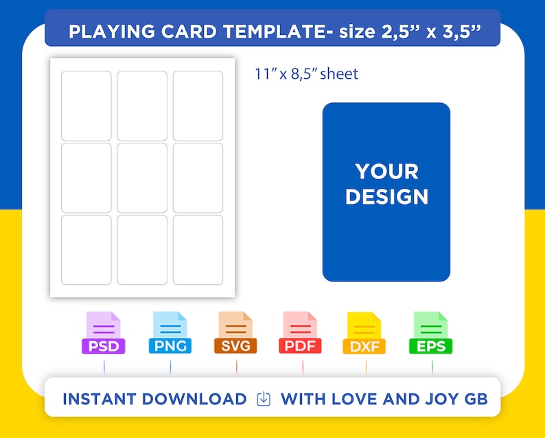 Playing Card Template Svg Png Dxf Eps Label Wrapper - Etsy