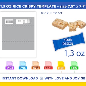 Rice Crispy Template, Svg, Png, Dxf, Eps, Label, Wrapper, Canva ...